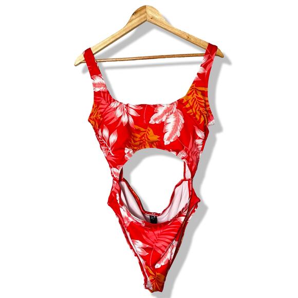 Hurley | Swim | Hurley Womens Red Floral Cut Out One Piece Swimsuit New ...